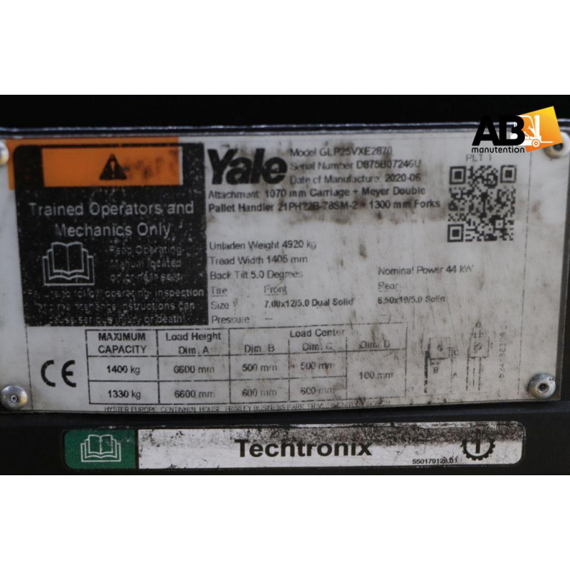 Chariot élévateur Gaz 2500kg Yale GLP-25-VX